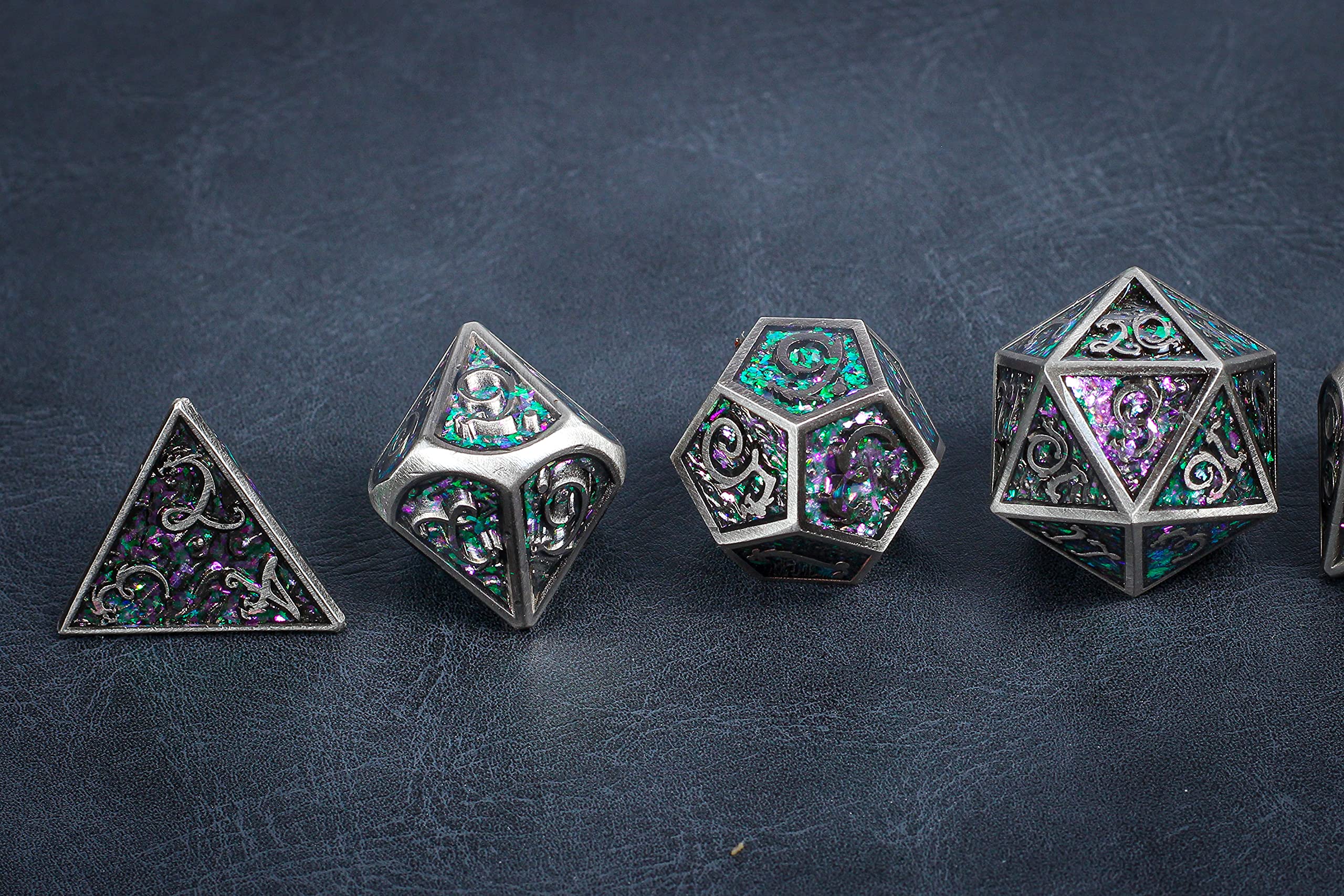 Mystical Forest of Elf DND Metal Dice Set for Dungeons and Dragons Gifts, D&D, D and D, Pathfinder, Accessories, D20, Polyhedral, Resin Dice, Metal, Dice Tray, Tower, Bag, Box