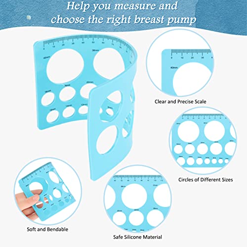 Fuyamp Nipple Ruler,2 Pack Silicone Nipple Ruler with Soft Flange Size Measure Breast Flange Measuring Tool Breast Pump Sizing Tool New Mothers Musthaves(Blue)