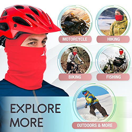 Balaclava Ski Mask - Winter Face Mask for Men & Women - Cold Weather Gear for Skiing, Snowboarding & Motorcycle Riding Red
