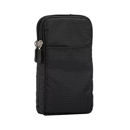 PT Universal Multipurpose Carry Case Pouch Nylon Sporty Smartphone Holster Belt Clip Waist Bag For Iphone 7 Plus Samsung Galaxy S7 Edge Note 5 Iphone 6S (Black)