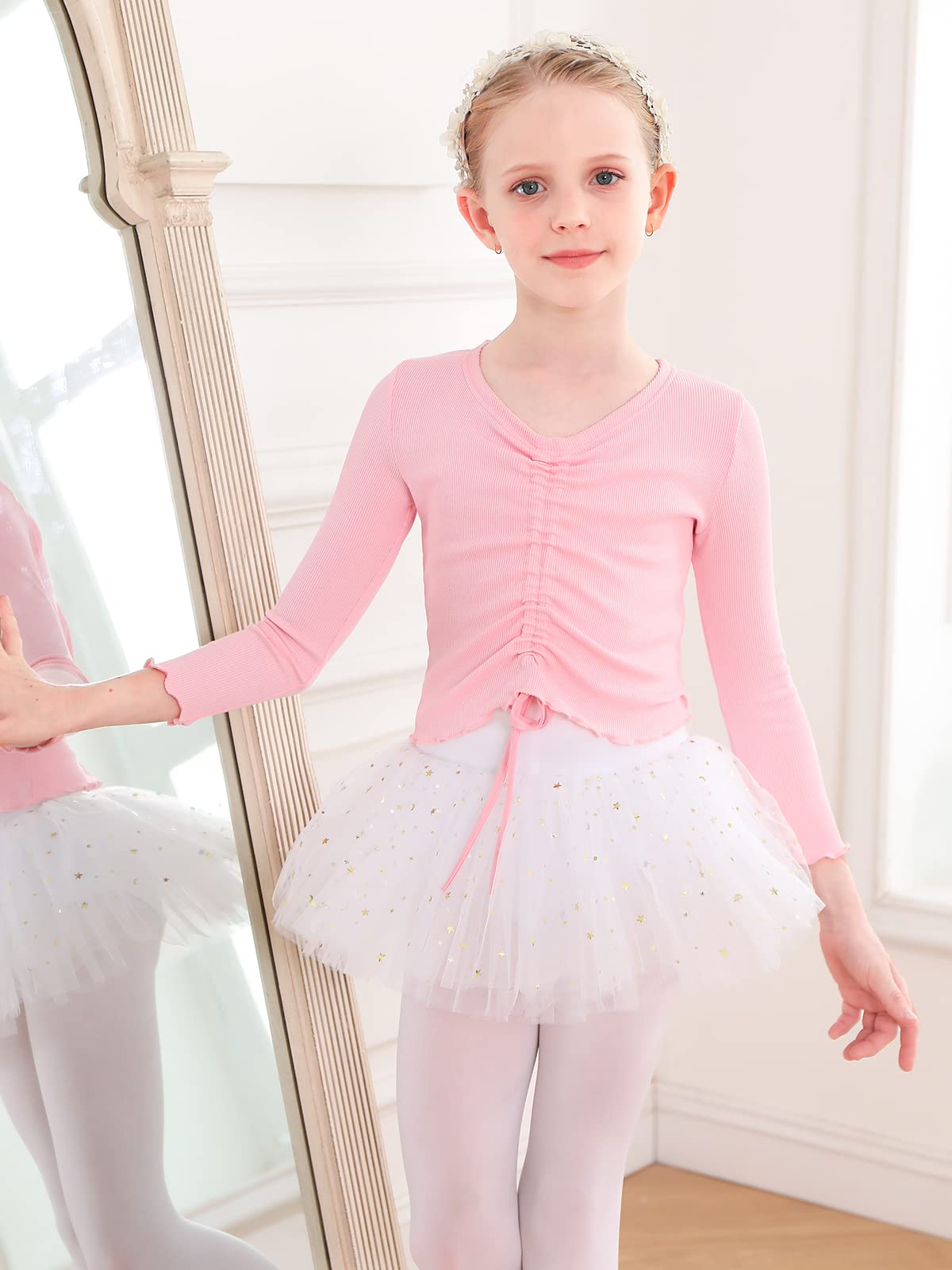 Ballet Sweater for Girls Ballet Top Ballet Wrap Girls Long Sleeve Dance Top Dance Sweater Warm Pullover Knit Dance Clothes Pink
