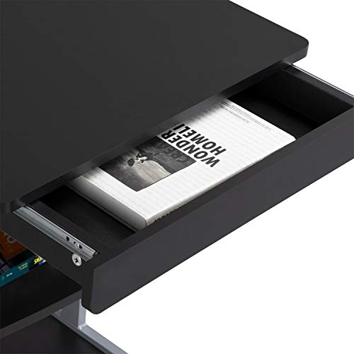 Yaheetech Mobile Computer Desk Cart, Small Rolling Laptop Desk PC Table Workstation with Drawer and Printer Shelf, Writing Desk Table for Small Space/Home Office