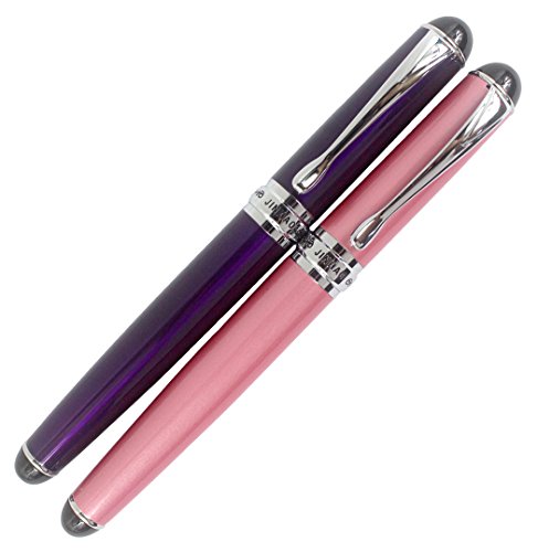 Sipliv 2PCS Jinhao X750 Fountain Pen in 2 Colors with Ink Refill Converter, Purple & Pink