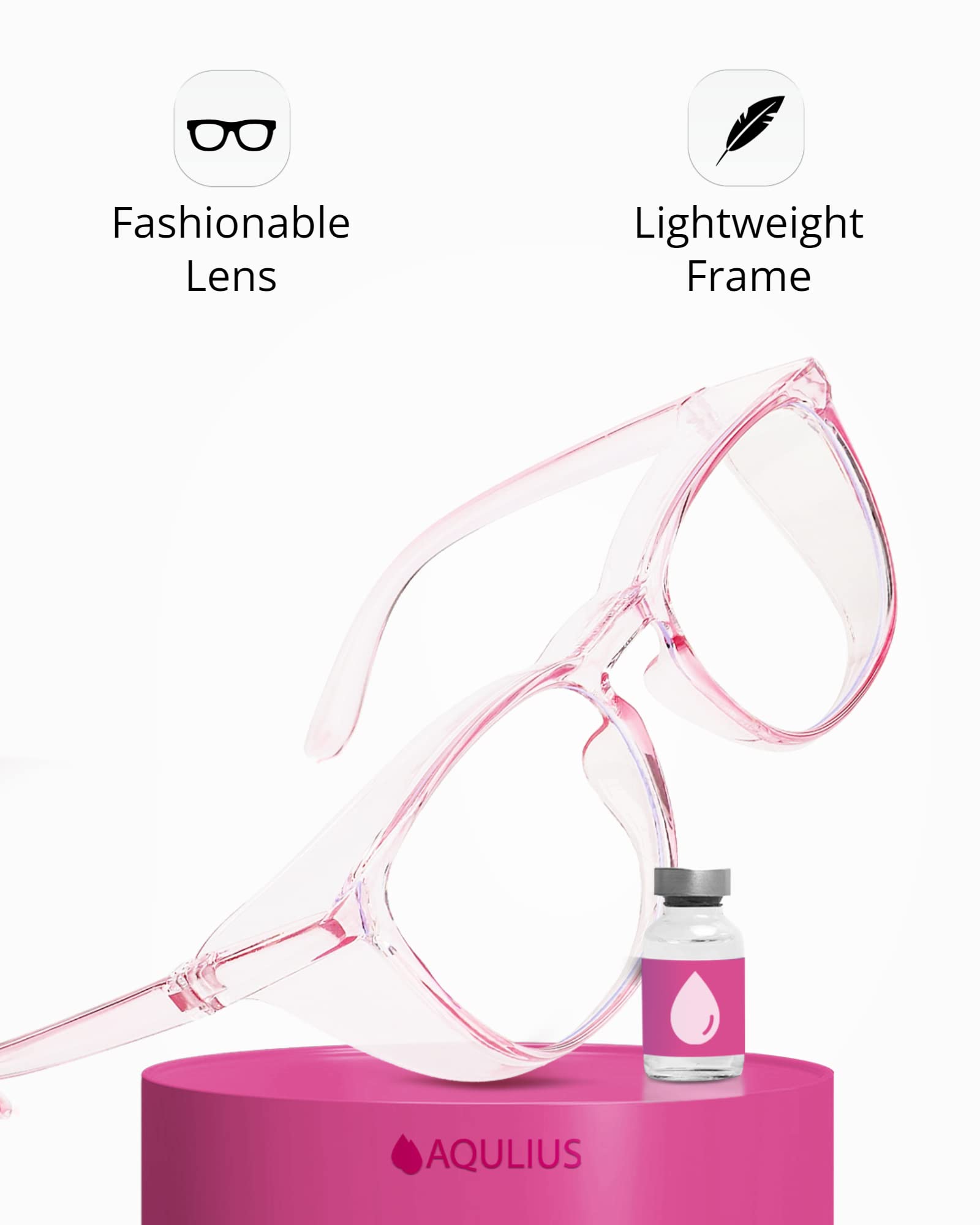 Aqulius 2 Pack Stylish Safety Glasses Goggles Anti Fog, Scratch Resistant, Safety Glasses for Women, Blue Light, Glasses for Nurses