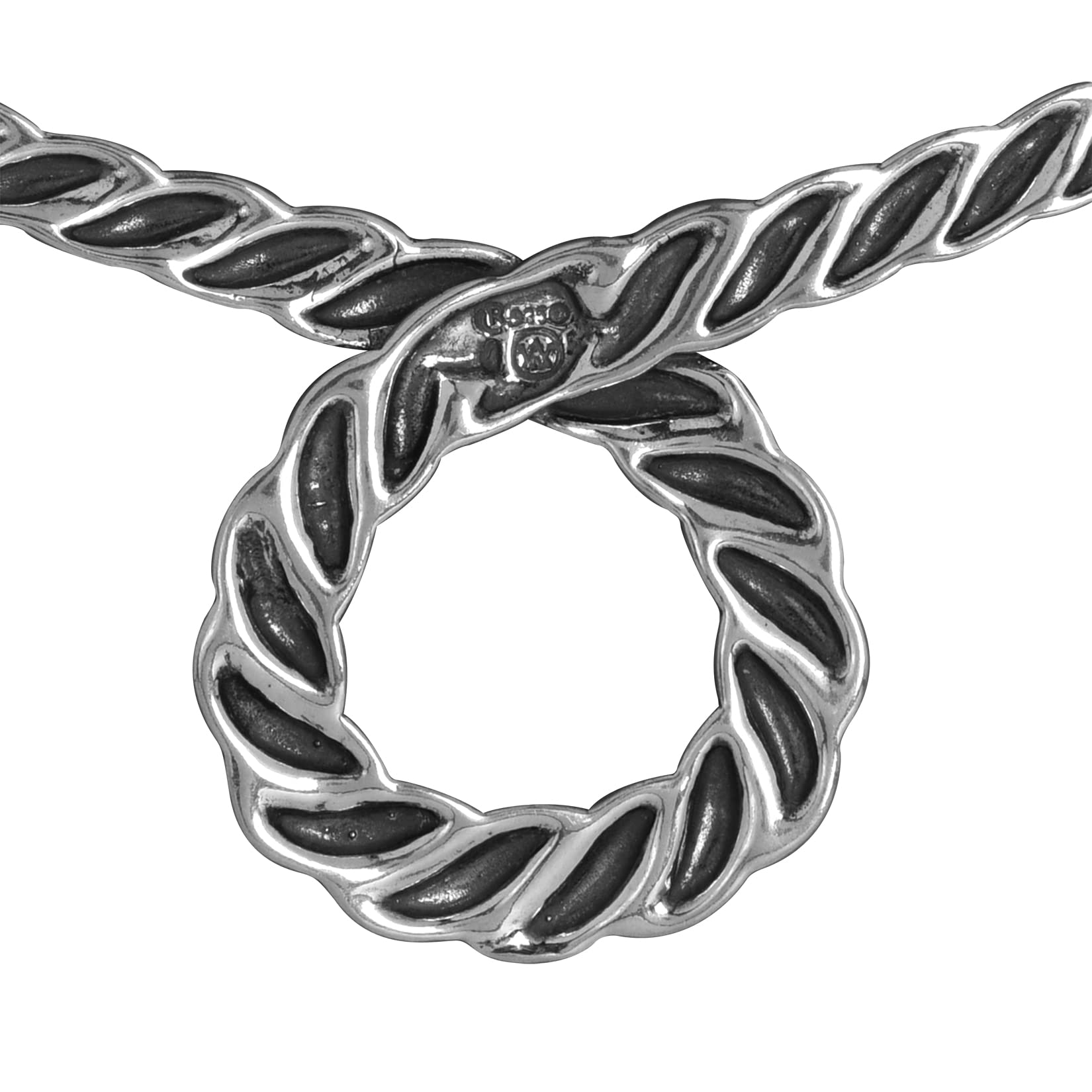 American West Sterling Silver Women's Strand Necklace Black Genuine Braided Leather 17 to 20 Inch