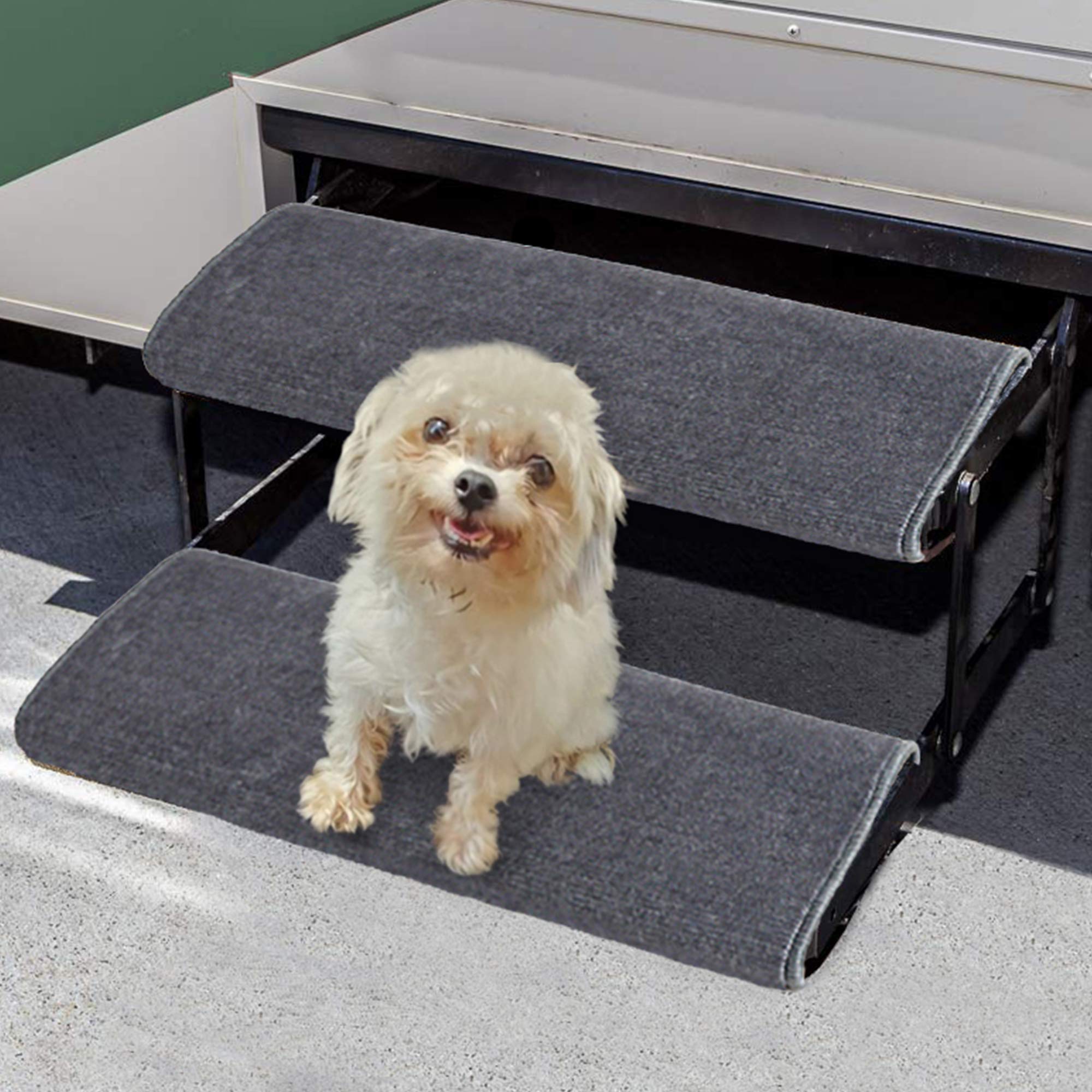 Aucuda RV Step Covers Wrap Around Camper RV Step Rug Step Carpet, Set of 2, Gray, 18 Inch Width