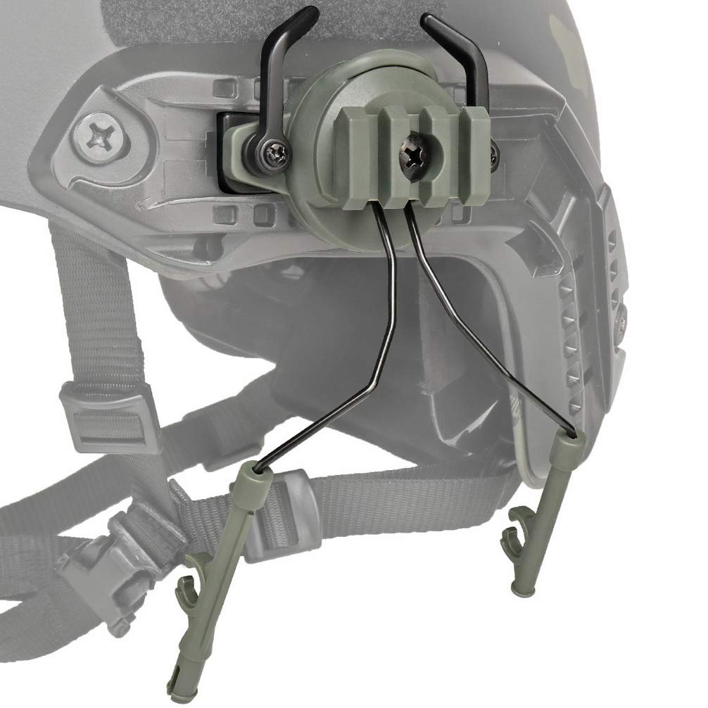 Arc Rail Adaptor Tactial Helmet Rail Suspension Headset Bracket Ear Muff (Green)