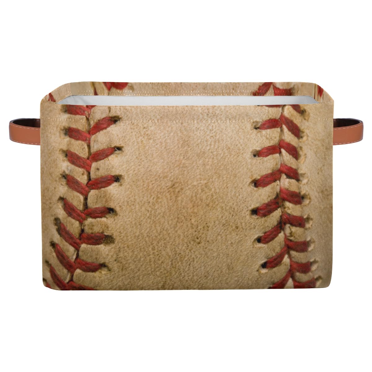 Baseball Storage Basket,Softball Large Toys Storage Cube Box with Handles, Collapsible Laundry Basket Rectangular Waterproof Storage Organizer Bin for Nursery Bedroom Playroom Shelves Gift Basket