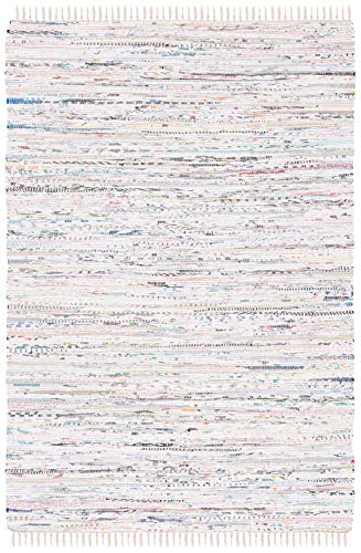 SAFAVIEH Rag Rug Collection Accent Rug - 4' x 6', Ivory & Multi, Handmade Boho Stripe Cotton, Ideal for High Traffic Areas in Entryway, Living Room, Bedroom (RAR121G)