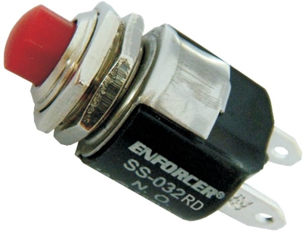 Seco-Larm SS-032Q/RD Red Push Button with N.O. Switch, Momentary SPST Pushbutton, Fits 1/2" (13mm) Hole, Rated 1 Amp at 12VDC