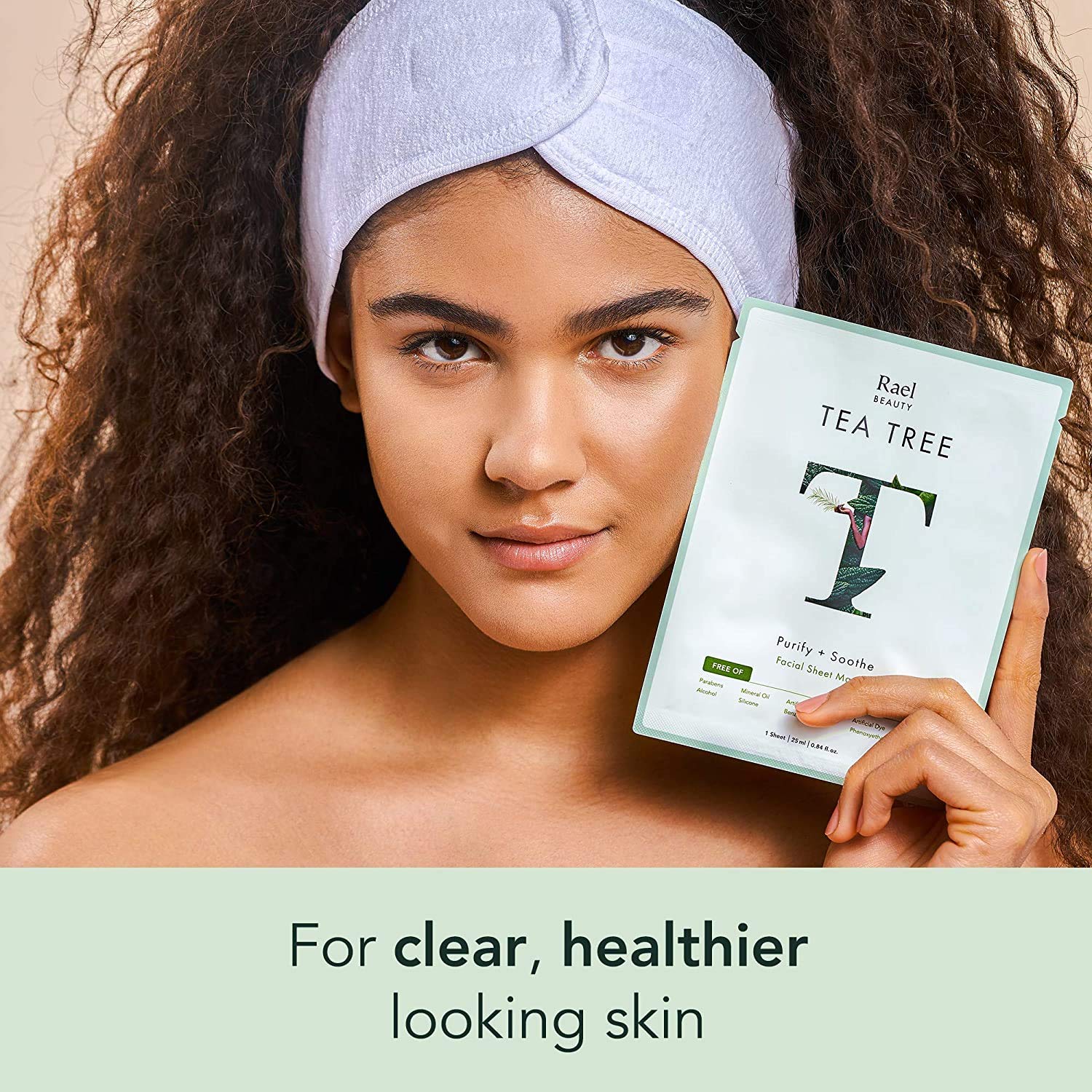 Rael Face Mask Skin Care, Tea Tree Face Masks - Bamboo Facial Sheet Mask, Korean Skincare, with Tea Tree Oil and Fruit Extracts, All Skin Types (Tea Tree, 5 Sheets)