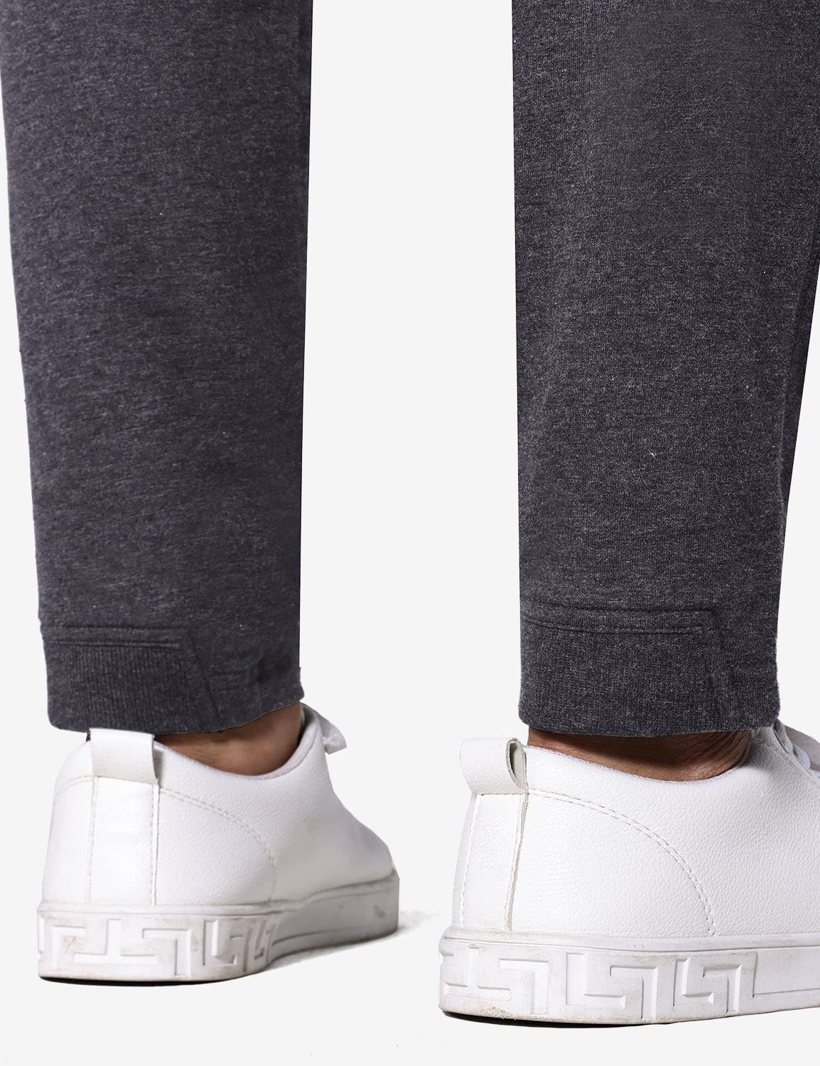 BALEAF Men's Jogger Running Cropped Pants Slim Fit Cotton Zipper Pockets Tapered Sweatpants Quick Dry Gym Office Grey Heather Large