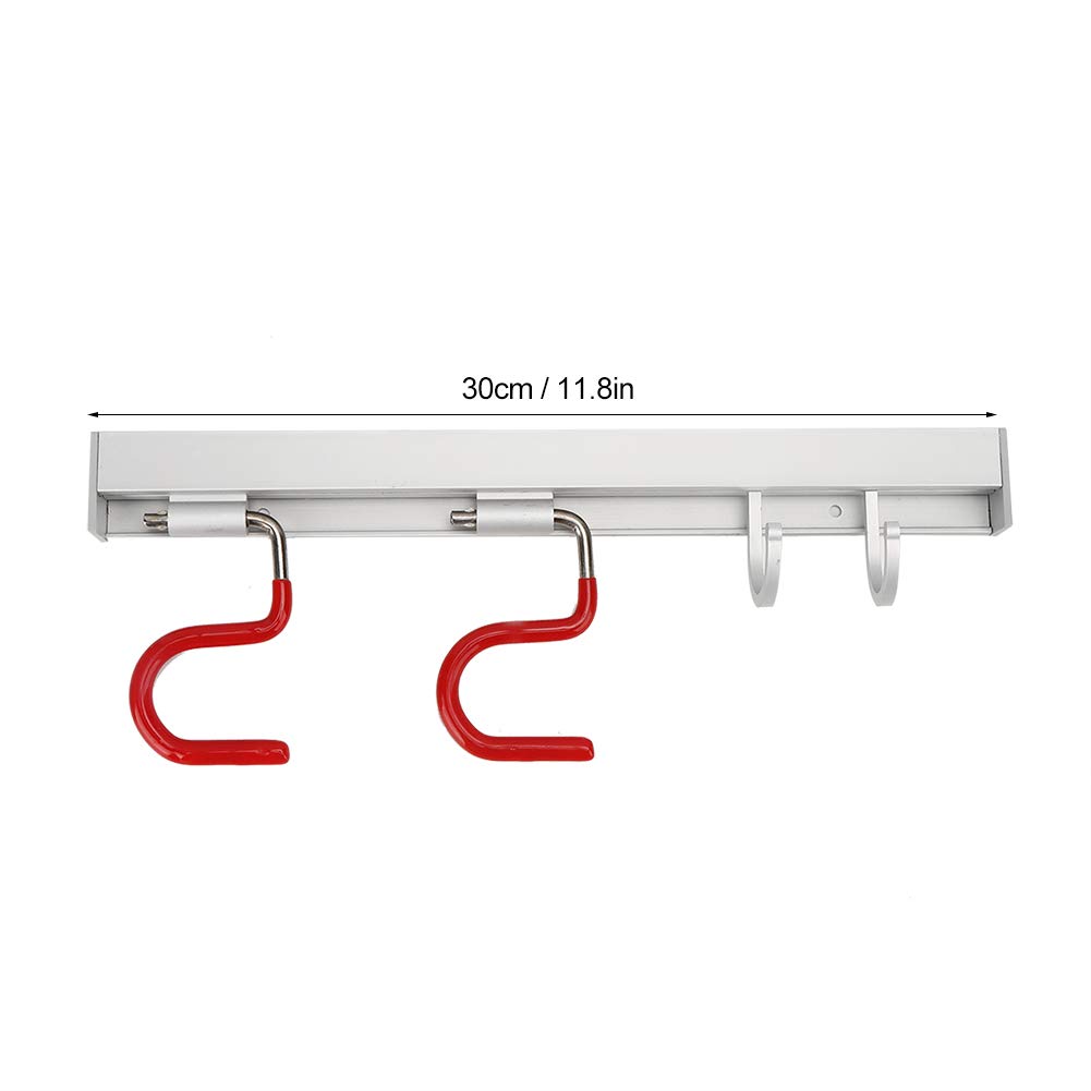 BORDSTRACT Mop Holder, S‑Shaped Mop Broom Storage Rack, Wall Mounted Mop Holder with Hooks for Home Toilet Bathroom(2 Hanger 2 Hook)