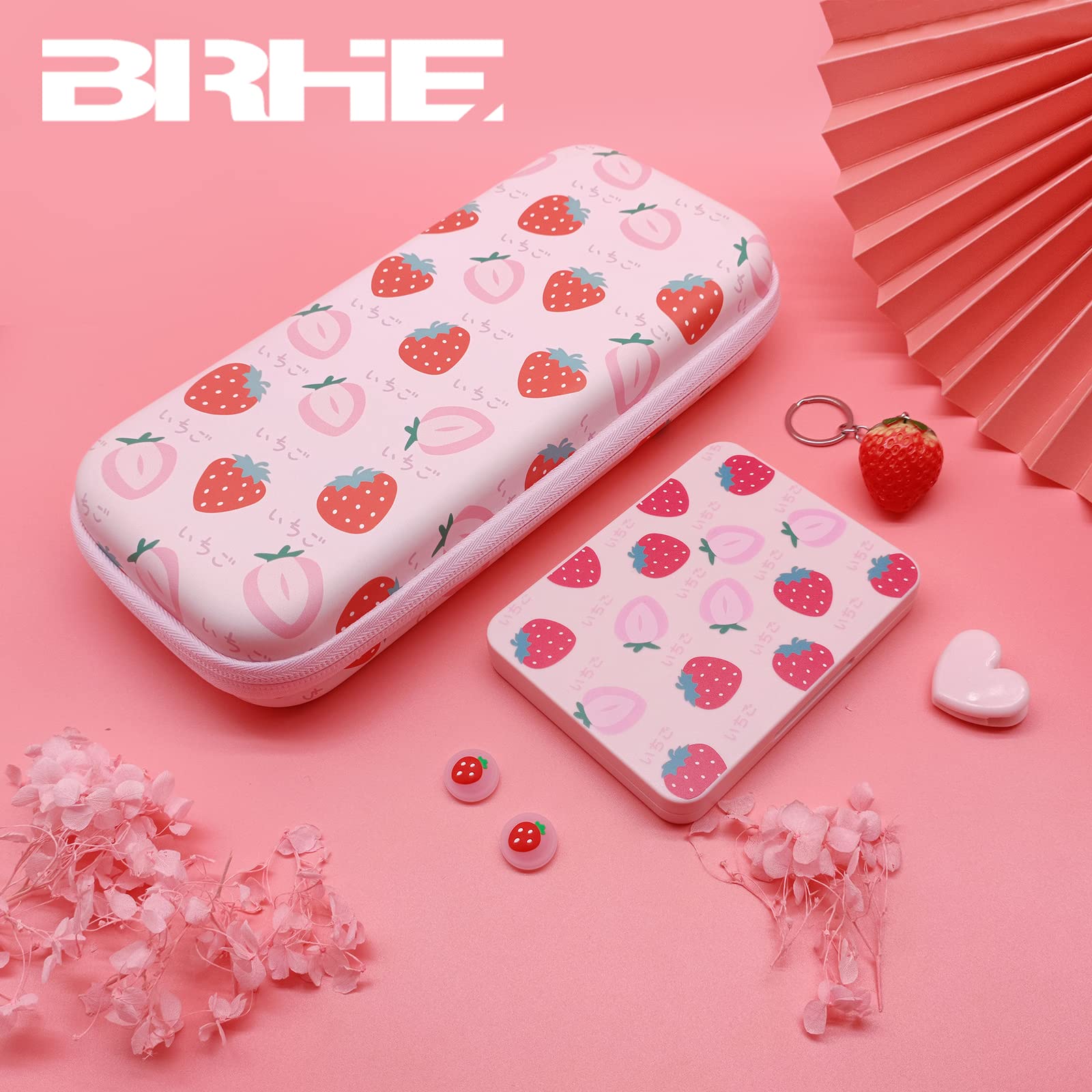 BREH Switch Case for Nintendo Travel Carrying Case for Nintendo Switch/OLED Accessories Kit with Game Case and 2pcs Thumb Grips Caps