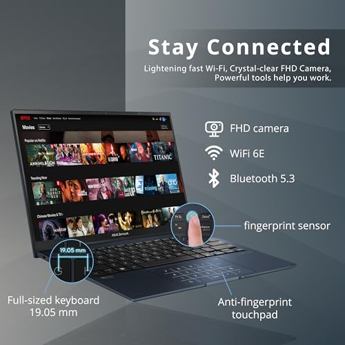 asus Zenbook S 13 Flip 2-in-1 Laptop, 13.3'' 2.8K Touchscreen, Intel Core i7-1260P, 16GB LPDDR5, 2TB SSD, Intel Iris Xe Graphics, Backlit Keyboard, FHD Camera, WiFi 6E, Win 11, Blue, 32GB USB Card