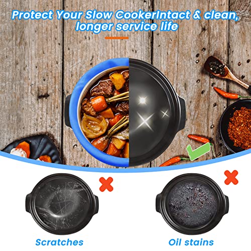 MQFORU Silicone Slow Cooker Liners fit Crockpot 6-8 Quart, 2 Pack Divider Silicone Liners for Crock Pot, BPA Free/Leakproof/Dishwasher Safe, for Most 6-8QT Oval Shape Cooking Liner