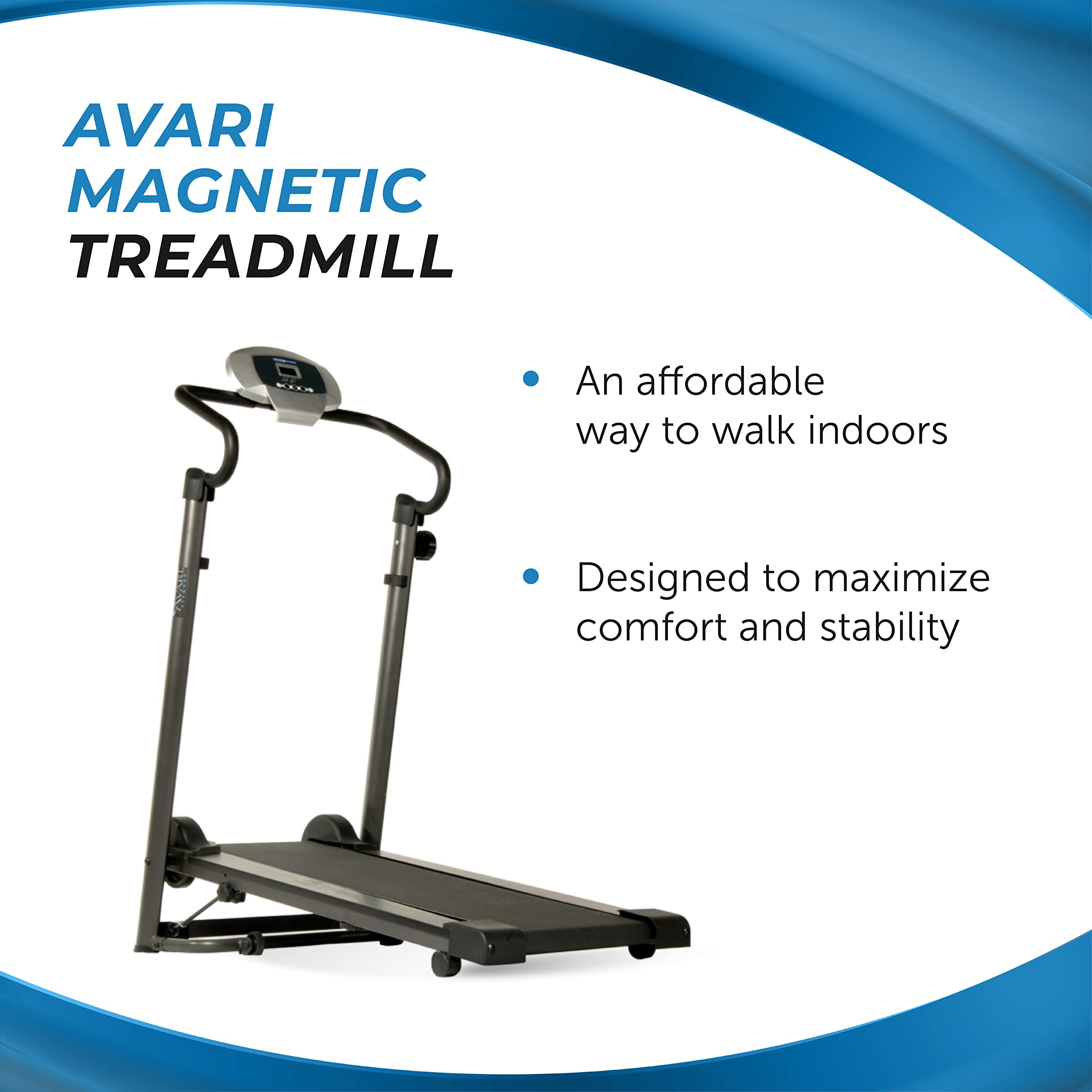 Avari Stamina Magnetic Manual Treadmill - Folding Treadmill with Smart Workout App - Non-Motorized Treadmill for Home Workout - Up to 250 lbs Weight Capacity