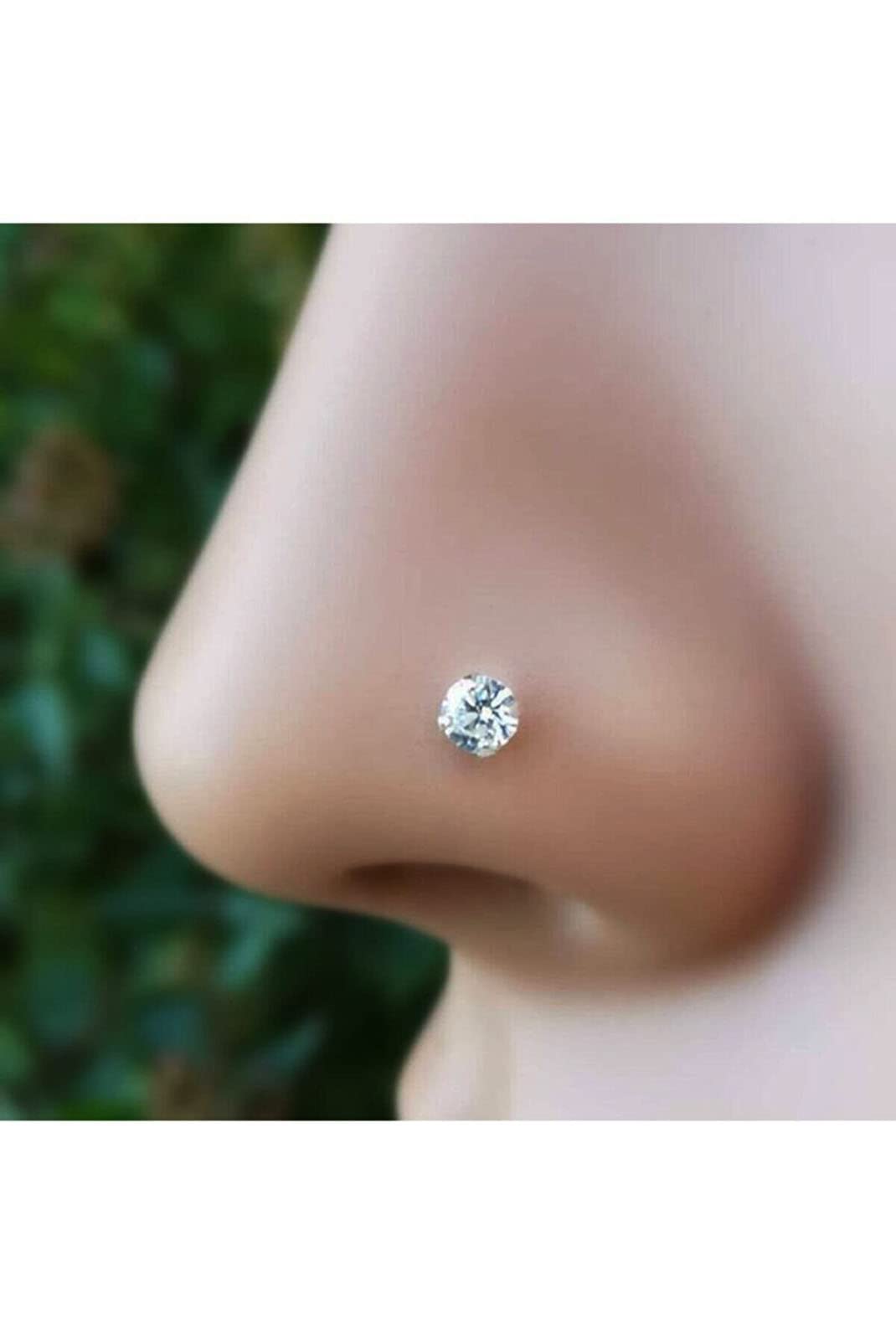 Begonia Accessory 925 Sterling Silver Solitaire Nose Ear Stud Piercing (2,5 mm, transparent)