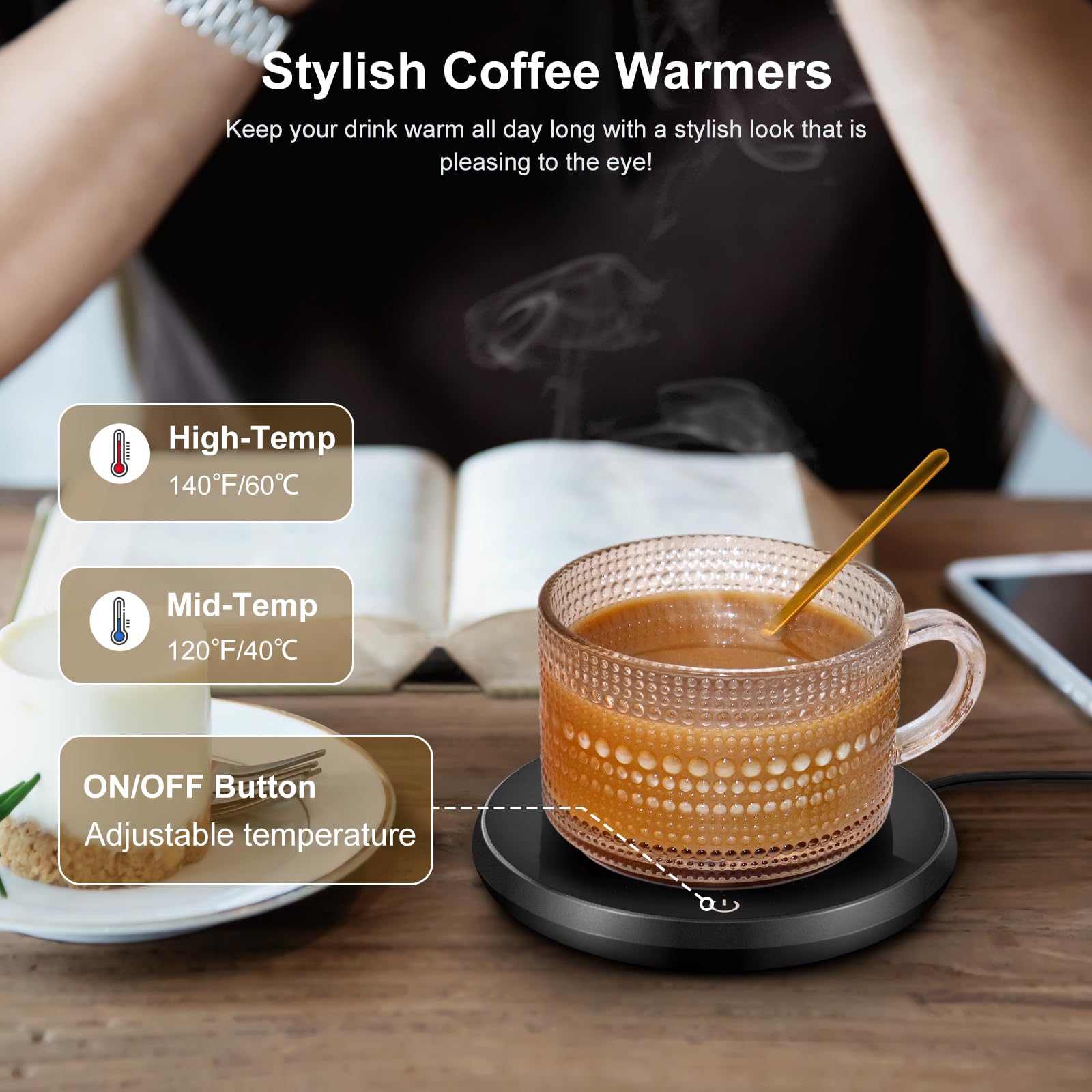 Mug Warmer for Desk,Coffee Warmer for Auto Shut Off & Smart Temperature Settings,Mug Warmer for Office Desk Use,Candle Wax Heating Plate,Cup Warmer for Tea Milk(No Cup)