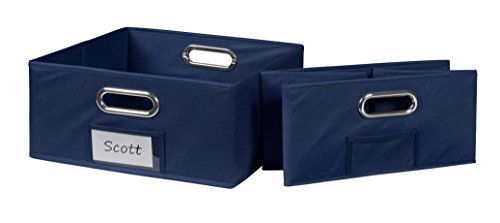 Niche Cubo Set of 2 Half-Size Foldable Fabric Storage Bins- Blue