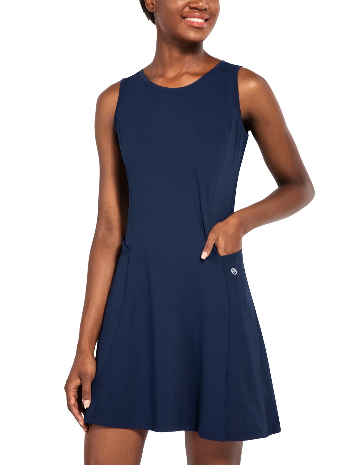 BALEAF Tennis Dresses for Women Athletic Dress Golf Dresses with Shorts Sleeveless 4 Pockets Active Workout Navy M