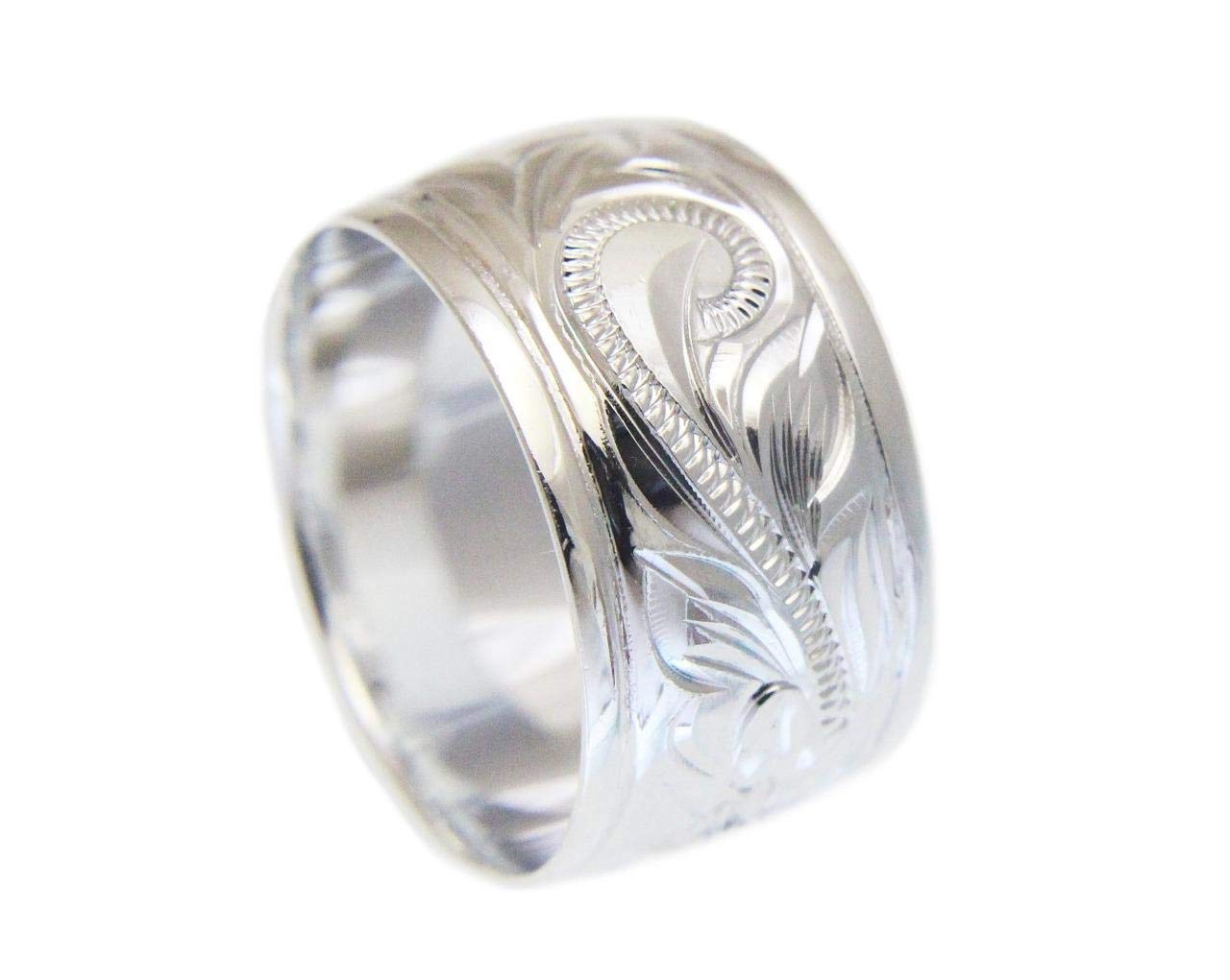 Arthur's Jewelry 925 sterling silver Hawaiian plumeria flower scroll smooth edge 10mm ring size 11