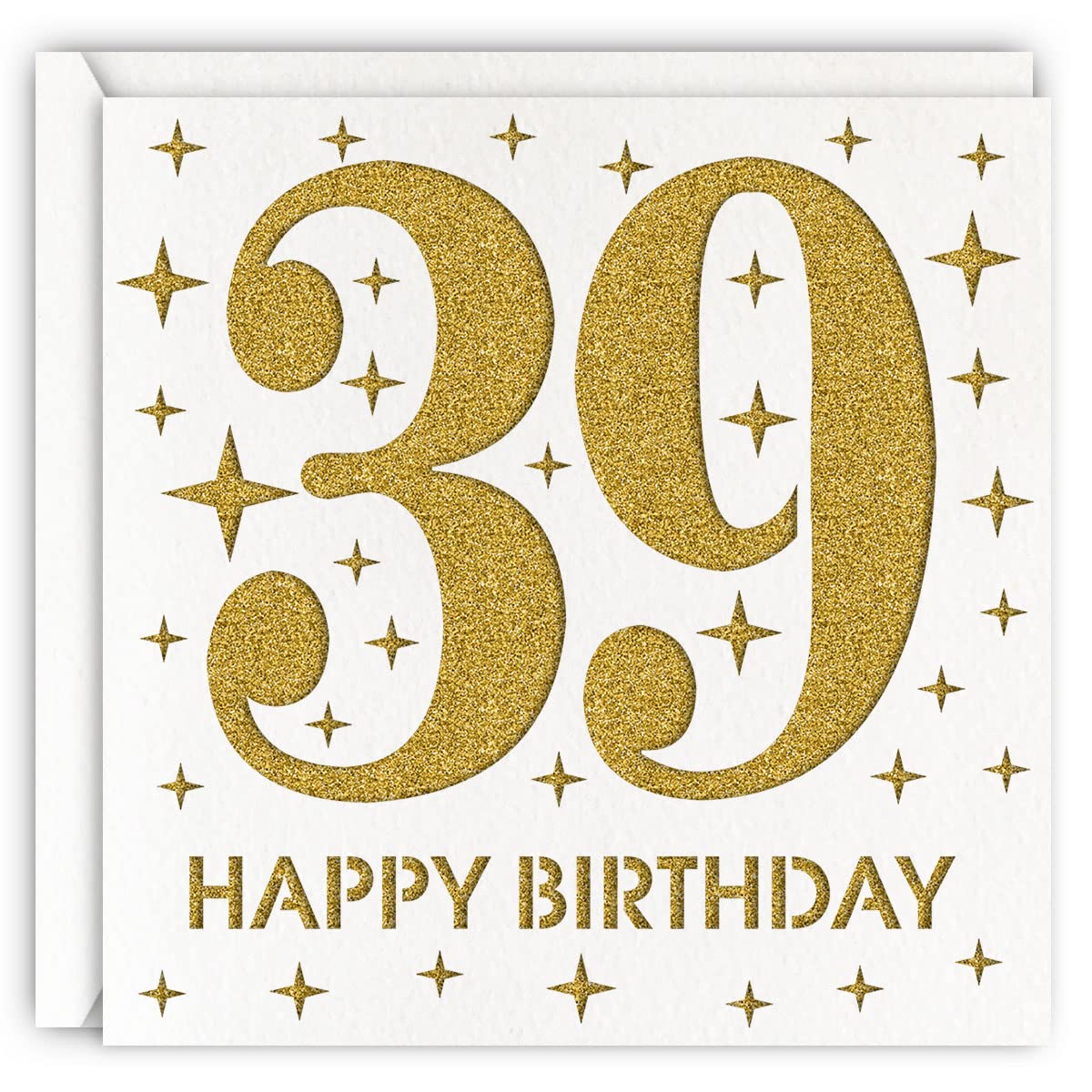 MAGJUCHE Gold 39th Birthday Card, Laser Cut Glitter Woman Man Age 39 Gift For Wife, Sister