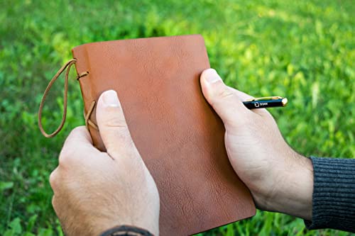 TROEX PU Leather Journal Writing Notebook with Ballpoint Pen, String Closure & Unlined Pages- Light Brown Leather Bound Journal for Men & Women- Vintage Style Handmade Leather Notebook Journal