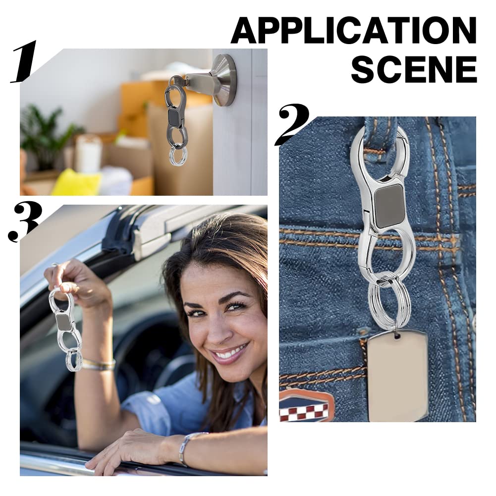 arricraft 4 Pcs Metal Alloy Keychain, Carabiner Clip Keyring with Quick-release Spring Snap Clip Key Chain Keyfob Key Holder With Hook for Car Keys