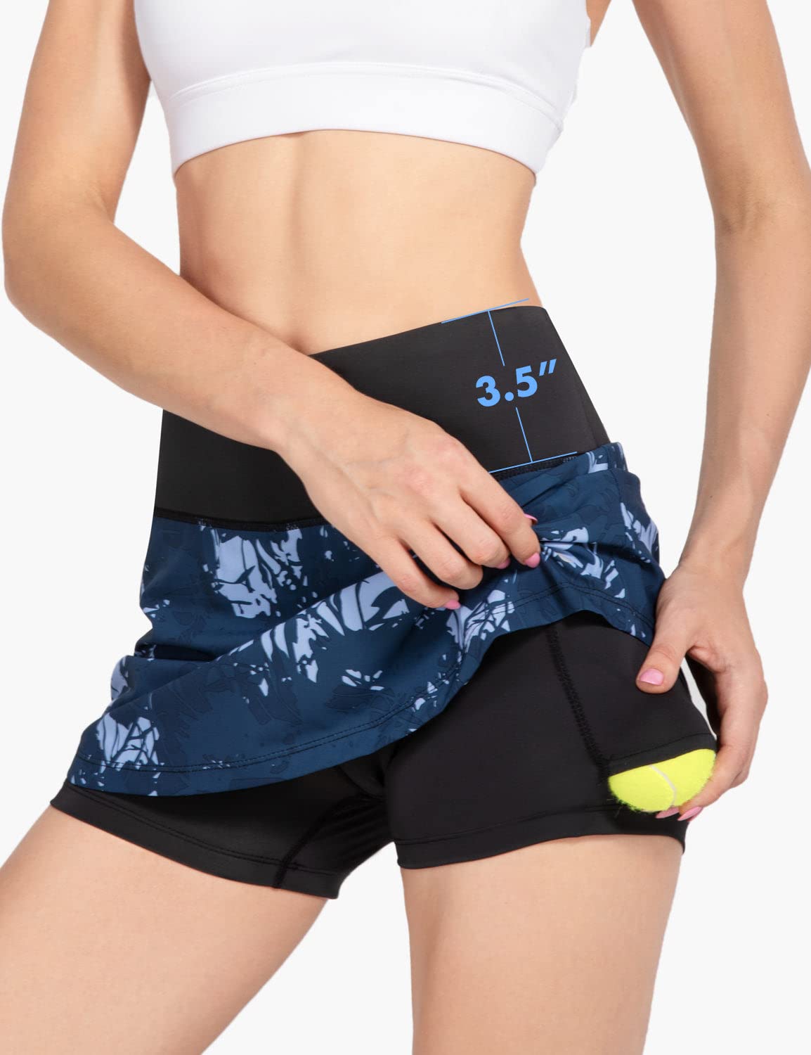 BALEAF Women's Tennis Skirts High Waisted Athletic Skort Skirts Golf Running Skirts with Zipper Pocket Printed 5 M