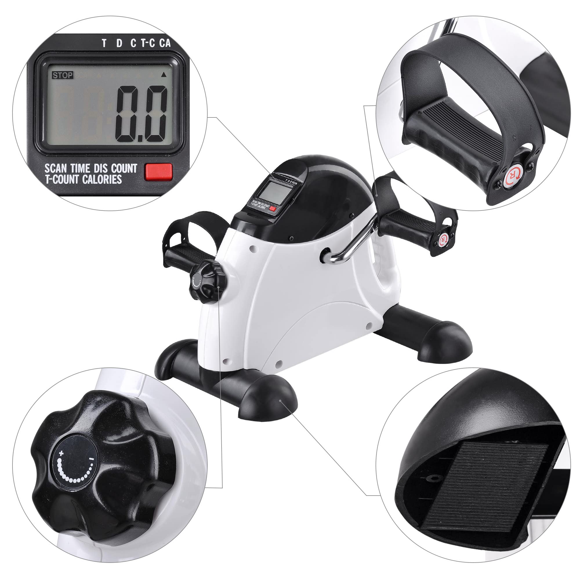 AW Portable Mini Pedal Exerciser Fitness Exercise Bike Cycle Arm Leg LCD Display Home Office Under Desk