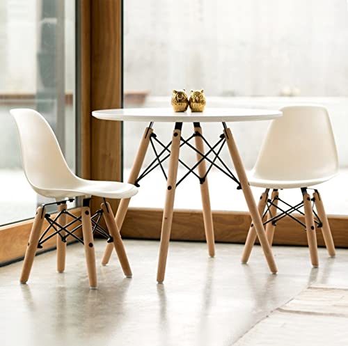 UrbanMod Kids Mid Century Style Furniture, Modern White Table Set, Round Table with Two (2) ABS Easy-Clean Chairs Highest Strength Capacity (330lbs) - Safer Chair Height