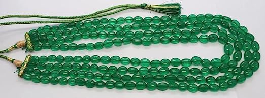 Z.A Gems Natural Green Jade Oval Shape Beads 4 Strands - 8X10 mm Round Beads - Natural Gemstone Beads for Jewelry Making Strand 24 Inch.
