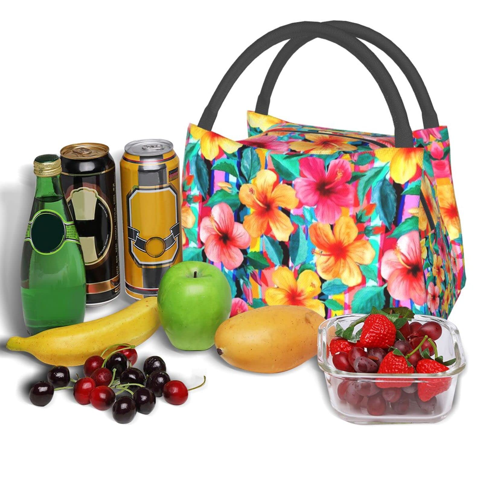 ASYG Hawaii Lunch Bag, Hawaii Tropical Floral Tote Meal Bag Lunch Holder Flower Bag for Work Outdoor Picnic