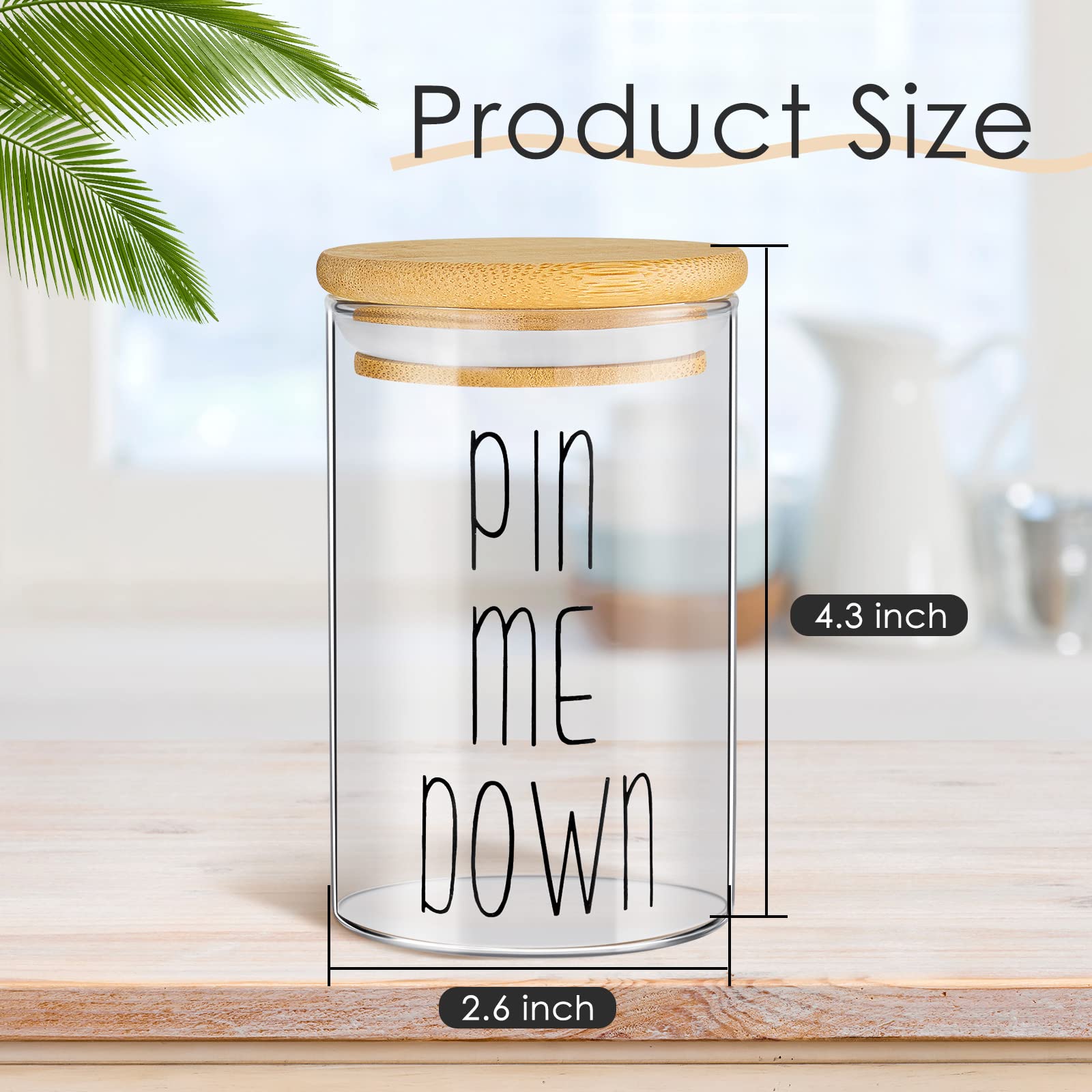 Tessco 8 Pcs Bathroom Jars with Lids Set 10Oz Apothecary Jars Glass Bathroom Jars with Bamboo Lid Cotton Ball Holder Funny Bathroom Canisters Bathroom Storage Decor for Floss Pick Makeup Organizer