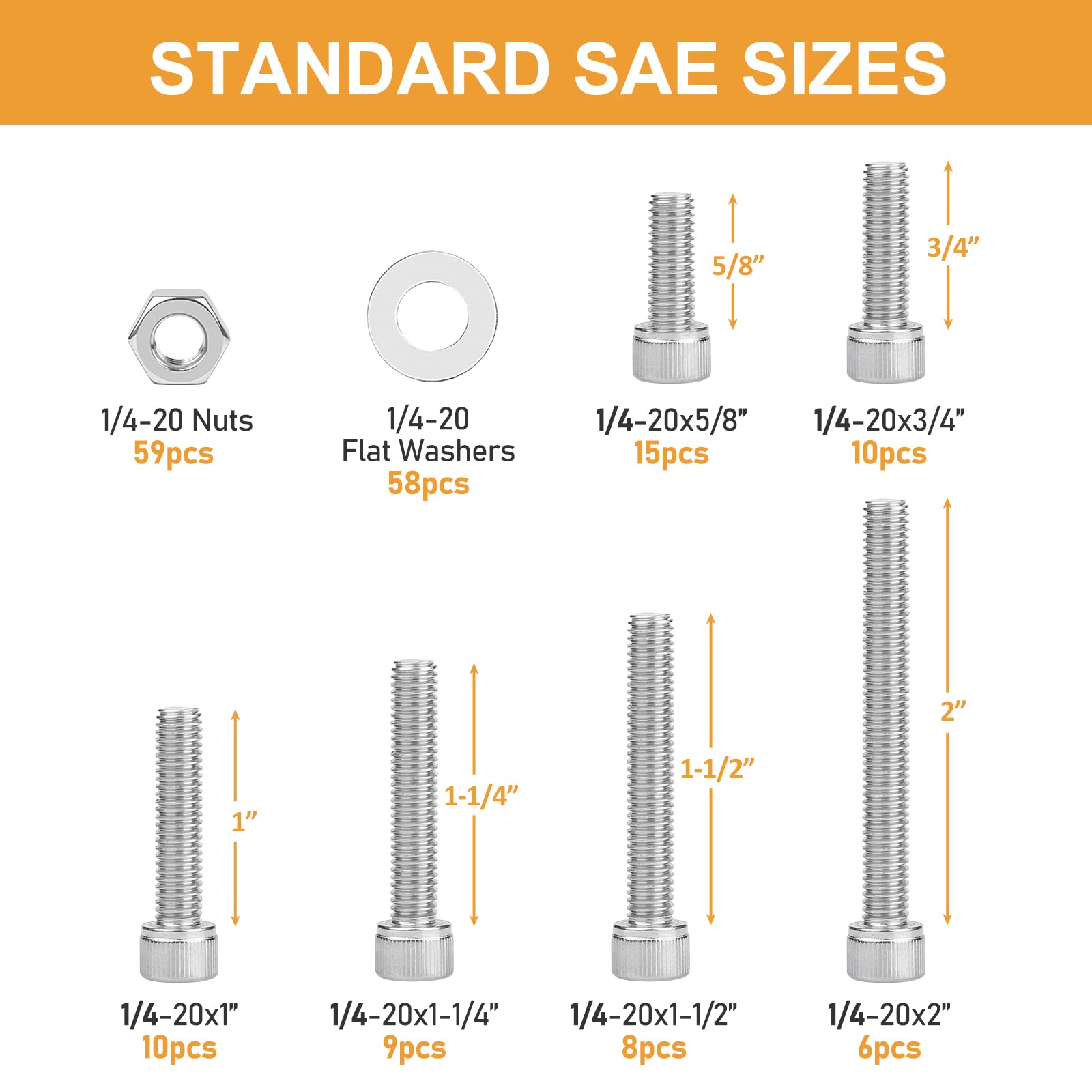 Button Head Screws #8-32 x 1/2'' to 1''and #10-24 x 1/2'' to 1-1/2'', VIGRUE 435PCS 304 Stainless Steel Hex Socket Cap Screws UNC Hexagon Bolts Washers Nuts Assortment Kit Machine Screws Set