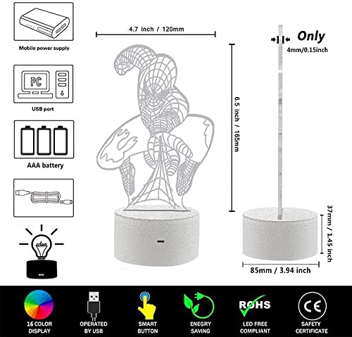 Night Light for Boys and Girls ,XXMANX 3D Nightlight Bedside Lamp 7 Colors Changing Touch & Remote Control Boys Toys Christmas Gifts for Men Kids (Remote & Touch