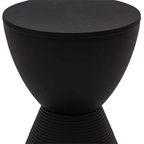 LeisureMod Modern Boyd Side Table Indoor and Outdoor Use, 16.75" H x 11.75" W x 11.75" D (Black)
