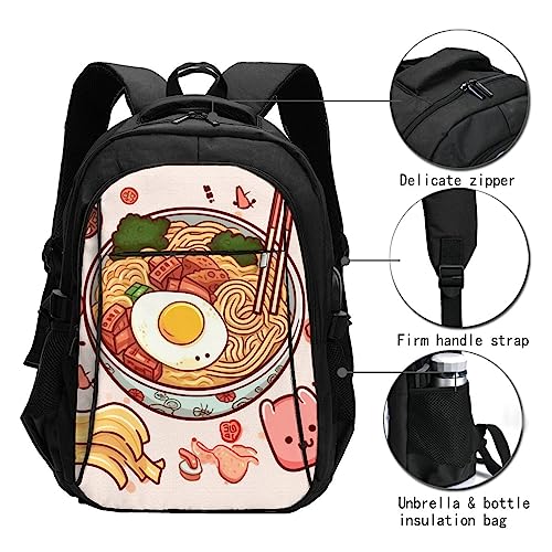 BAFAFA Delicious Sweet Ramen Printed Backpack Laptop Bookbag With USB Charger Daypack For Travel Business