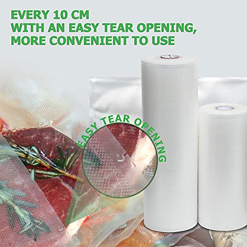 Vacuum Sealer Rolls Bag, 6 Pack 8"x16.5' and 11"x16.5' Food vacuum Save Bag Rolls with Cutter Box,100 feet Sous Vide Roll Bag,By KitchenBoss