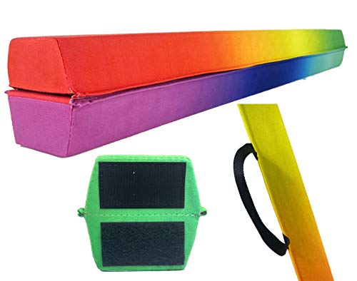 PreGymnastic Folding Balance Beam 8FT/9.5FT -Extra-Firm Suede Cover with Shinning Sticker and Carry Bag for Home/School/Club/Travel