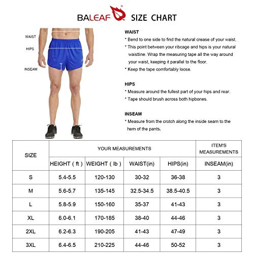 BALEAF Men's 3 Inches Running Shorts Reflective Active Gym Workout Shorts Black Size XL