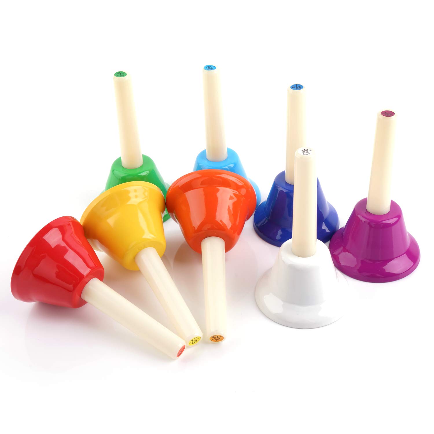 HandBells, 8 Note Hand Bells Colorful Musical Bells for Toddlers Children Kids Adults School Church Classroom Wedding, by Vangoa