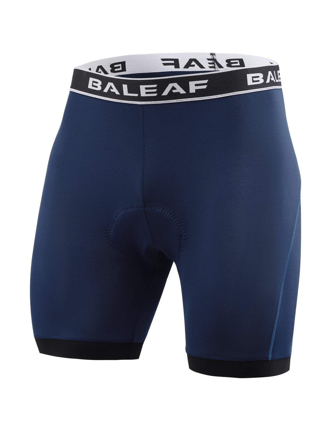 BALEAF Men's Bike Shorts with 4D Padding Cycling Underwear Padded Bicycle MTB Liner Mountain Biking Tights Road Riding Navy Blue L