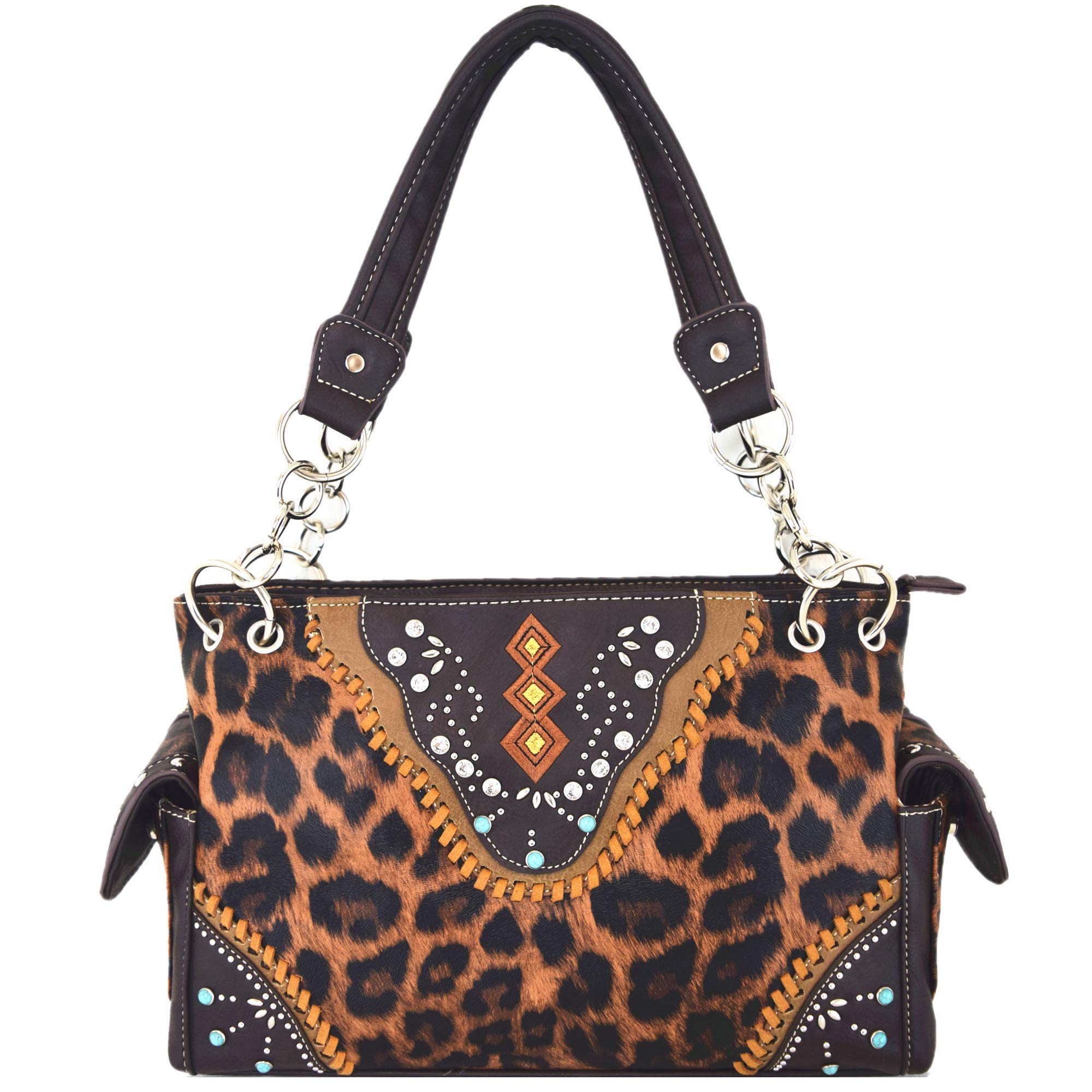 Leopard Print Cheetah Western Style Concealed Carry Purse Handbags Country Shoulder Bags Wallet Set Brown