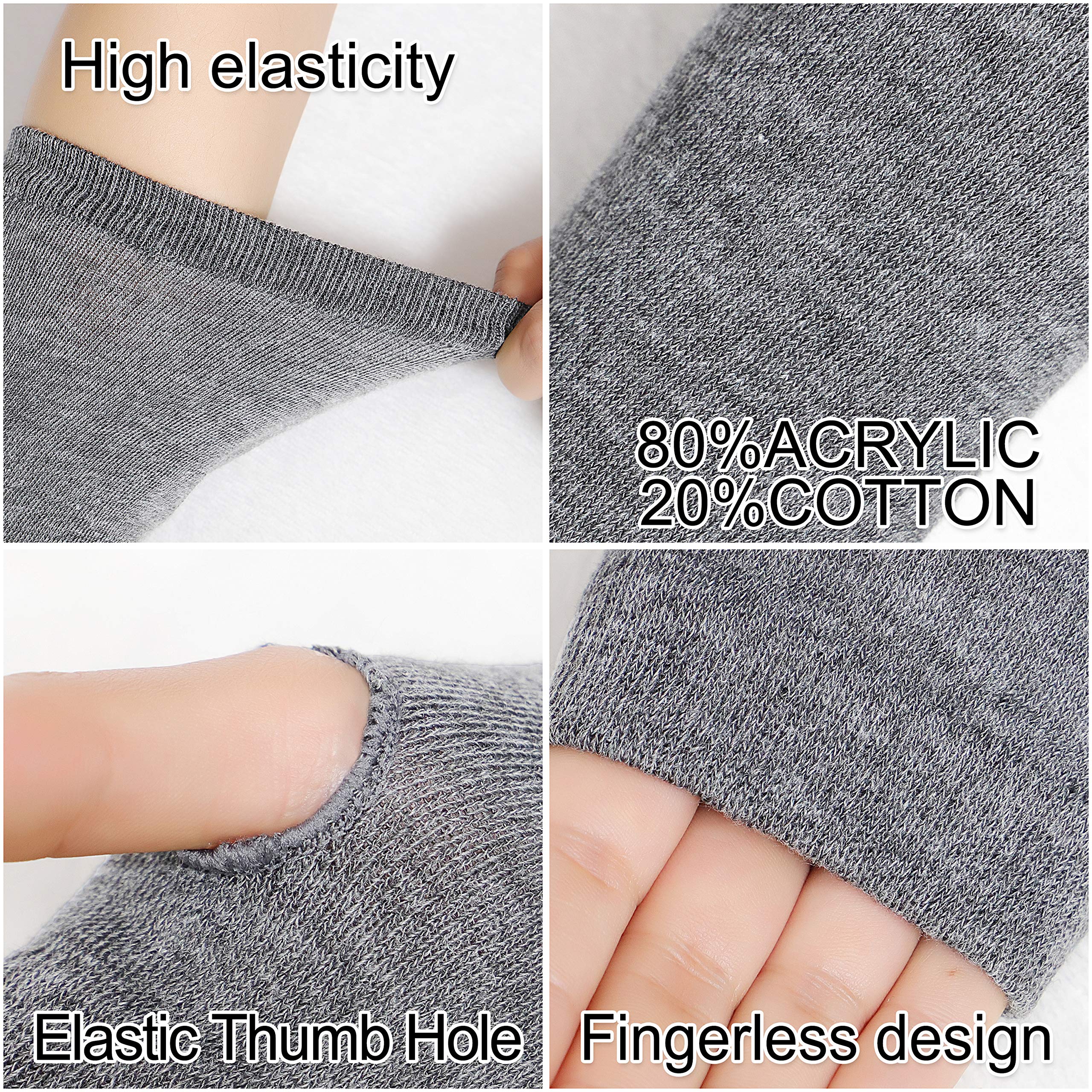 Bellady 3 Pairs Striped Arm Warmers Fingerless Gloves for Women,Pink