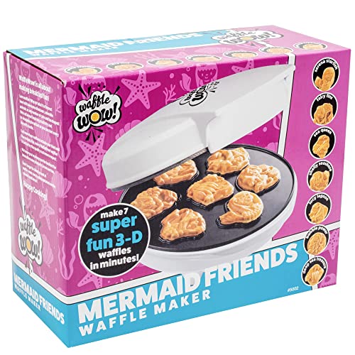 Mermaid Waffle Maker, Fun Easter Gift for Kids- Create 7 Different Mermaid Shaped Waffles in Minutes - A Fun, Cool Under the Sea Breakfast for Kids & Adults- Electric Nonstick Waffler Iron Ocean Theme