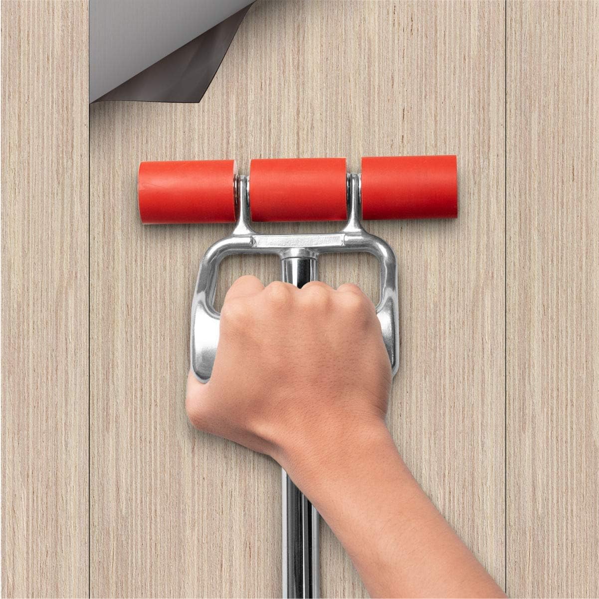 POWERTEC Extendable Floor and Wall Roller for Vinyl Flooring, Tile & Linoleum Roller with Extendable 17" to 27" Handle, 7.5" Wide for LVP, Veneer, Carpet, Wall Coverings, 1PK (71033V)