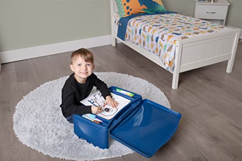 Baby Boom Funhouse Dinosaurs Kids Lap Desk with Storage - Folding Lid & Collapsible Design - Portable for Travel or use in Bed at Home - Great for Writing, Reading, Blue, 1 Count