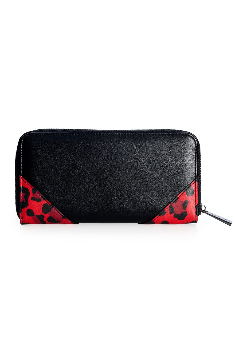 Lost Queen Women's Rockabilly Rose Zip Around Wallet Flowers Leopard Cheetah Print Clutch